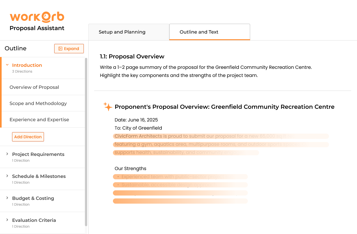 Workorb AI - Automate Proposals and Business Development for AEC